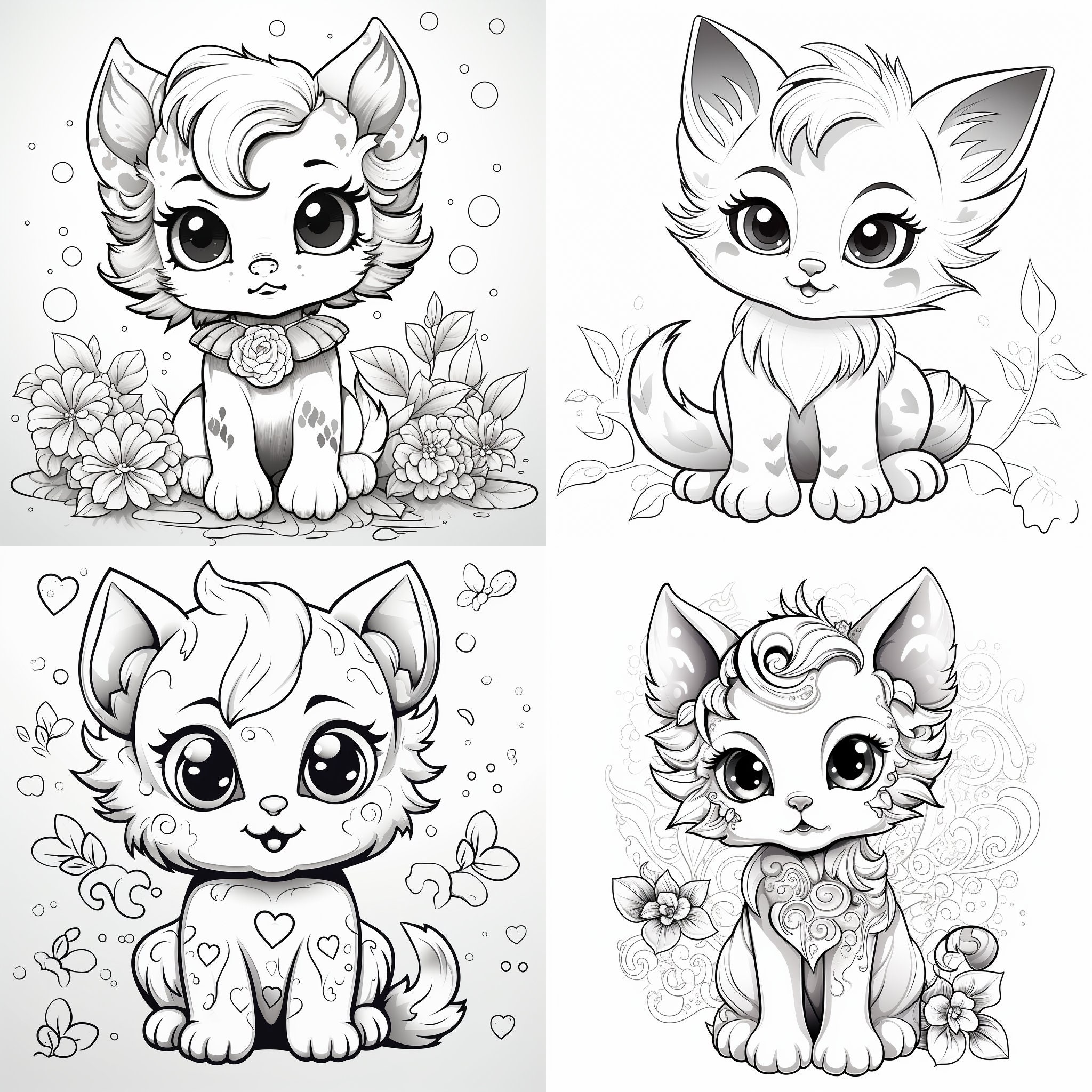 12 Cat Pages, Adults and Children Printable and Digital, Resell Rights ...
