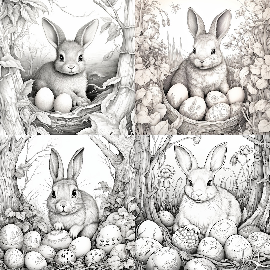 12 Coloring Pages, Easter Themed, Printable and Digital - Etsy