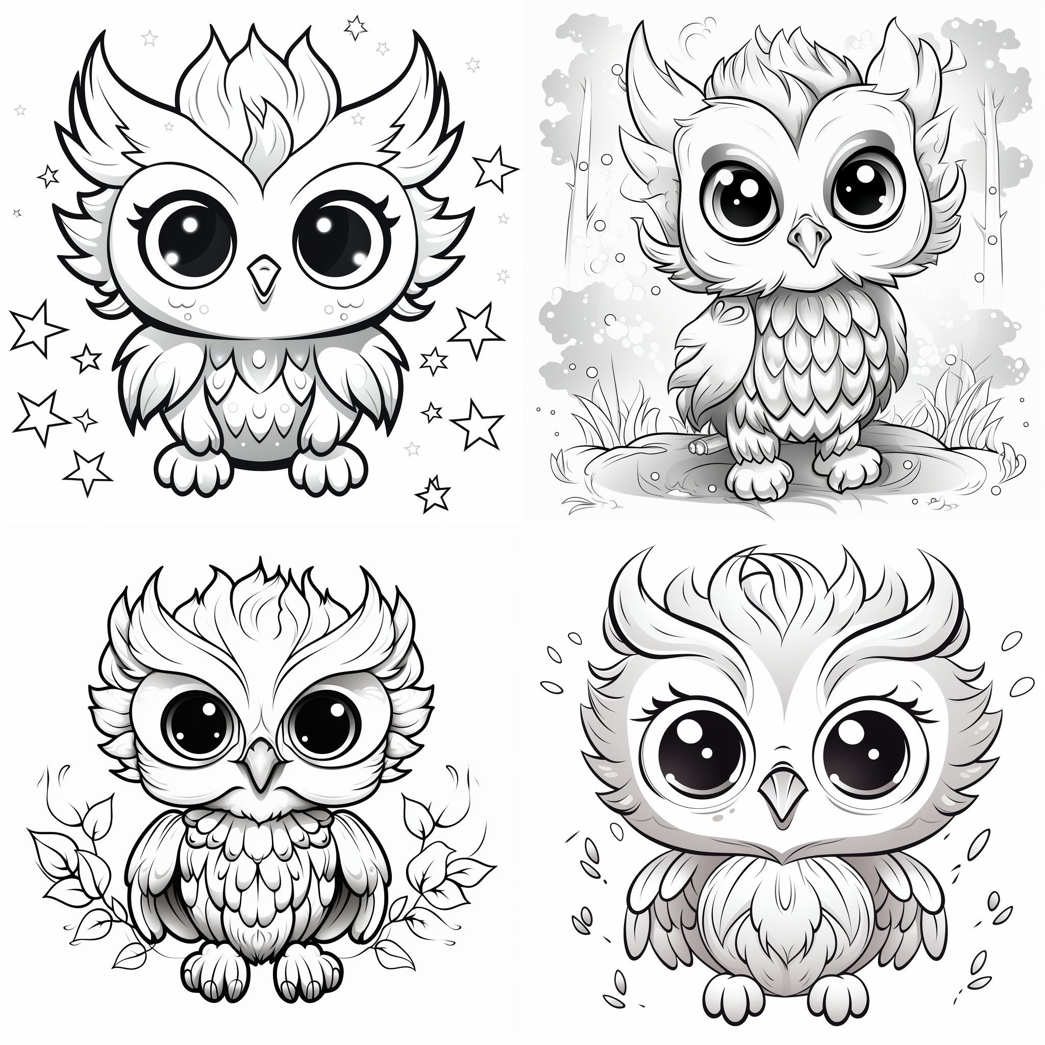 12 Owl Coloring Pages, Adults and Children Printable and Digital - Etsy