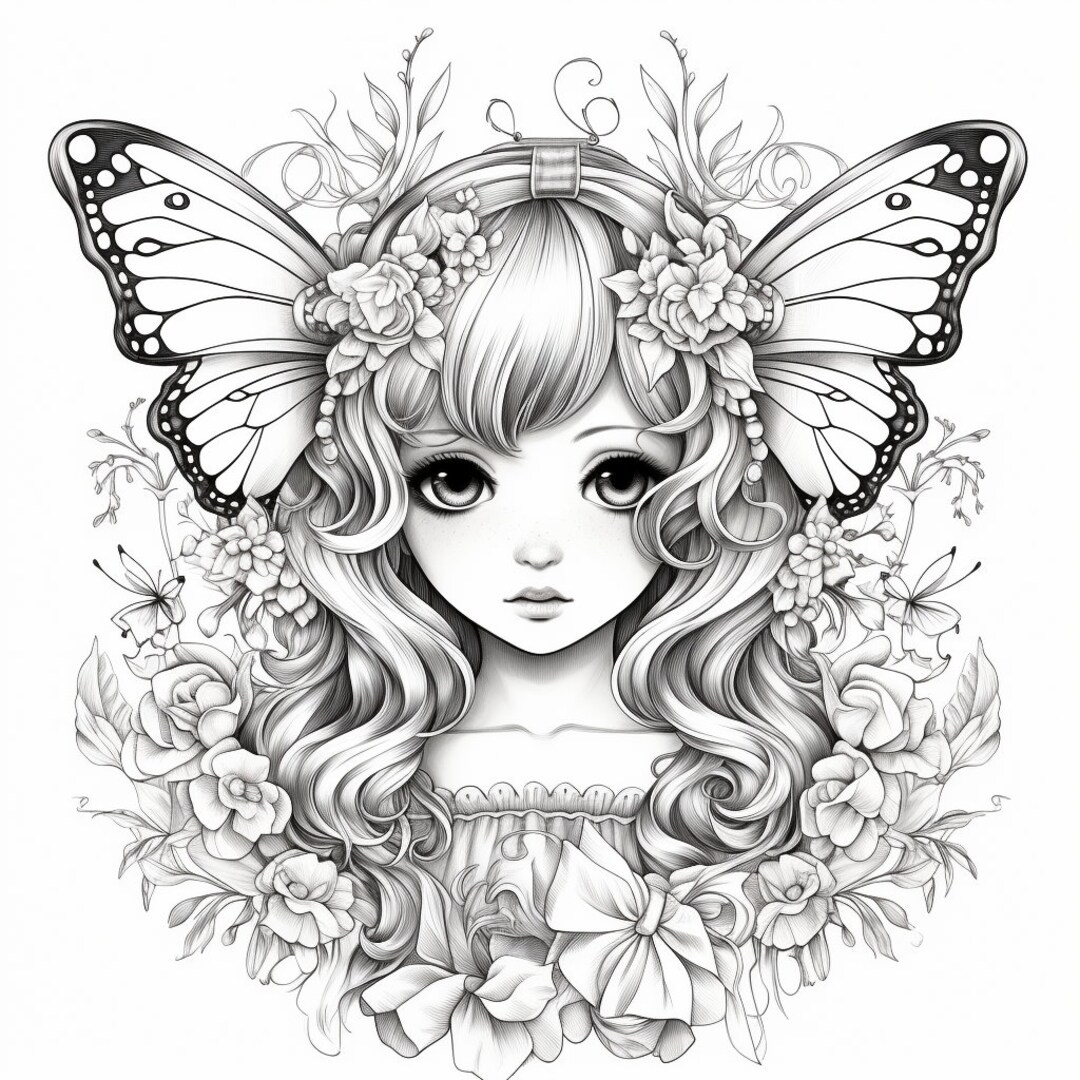 1200 Fairy/butterfly Girl Coloring Pages, Adults and Children Printable ...