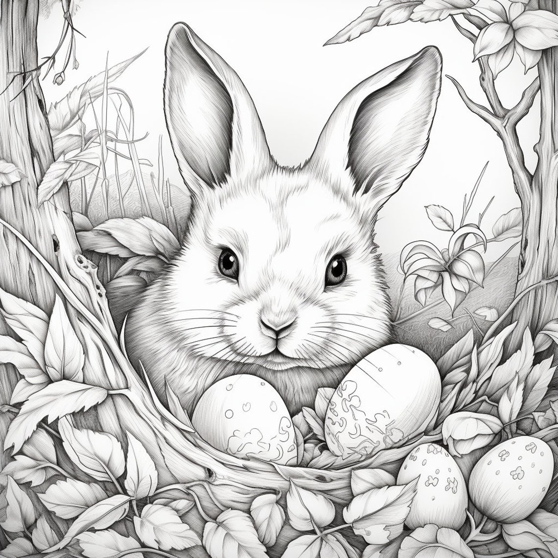 12 Coloring Pages, Easter Themed, Printable and Digital - Etsy
