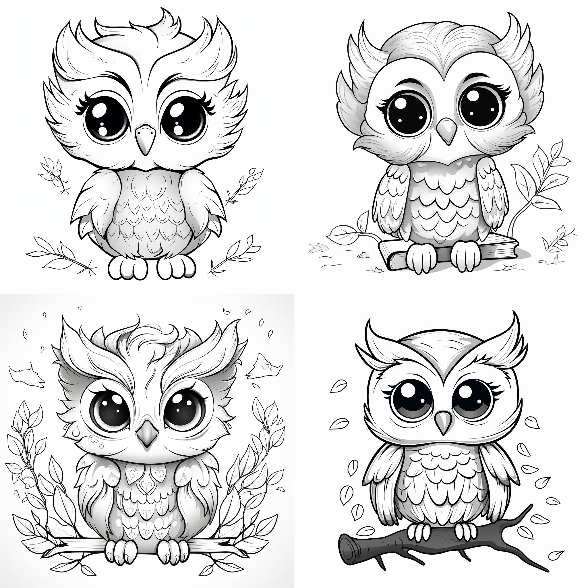 12 Owl Coloring Pages, Adults and Children Printable and Digital ...