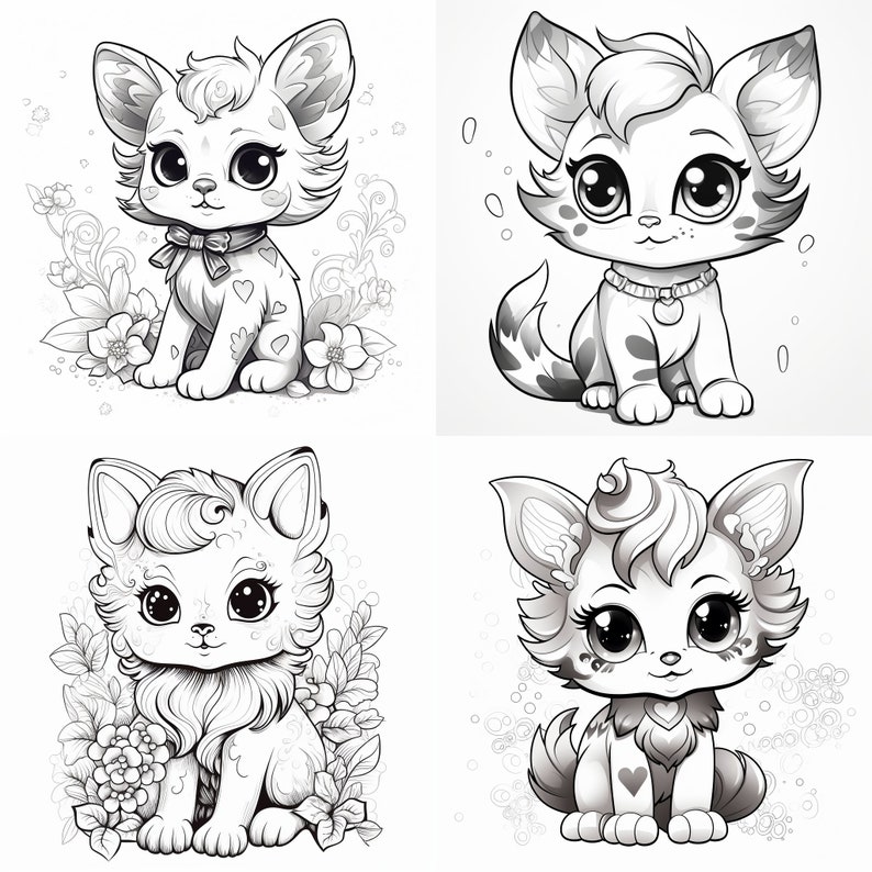 12 Cat Pages, Adults and Children Printable and Digital, Resell Rights ...