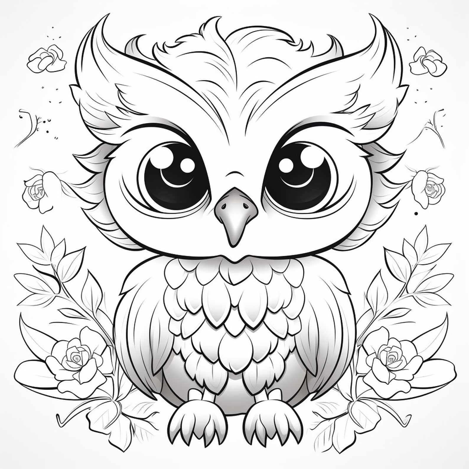 12 Owl Coloring Pages, Adults and Children Printable and Digital ...