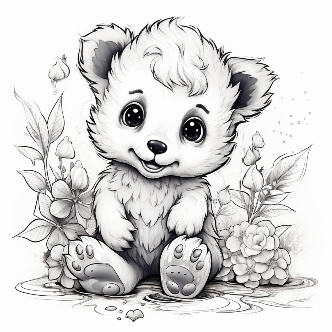 12 Bear Coloring Pages, Adults and Children Printable and Digital ...