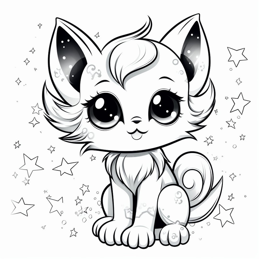 12 Cat Pages, Adults and Children Printable and Digital, Resell Rights ...