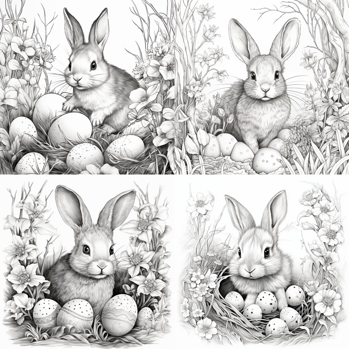 12 Coloring Pages, Easter Themed, Printable and Digital - Etsy