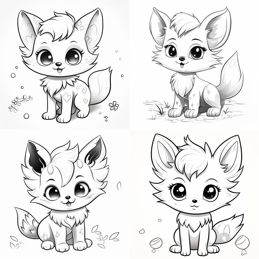 12 Fox Coloring Pages, Adults and Children Printable and Digital ...