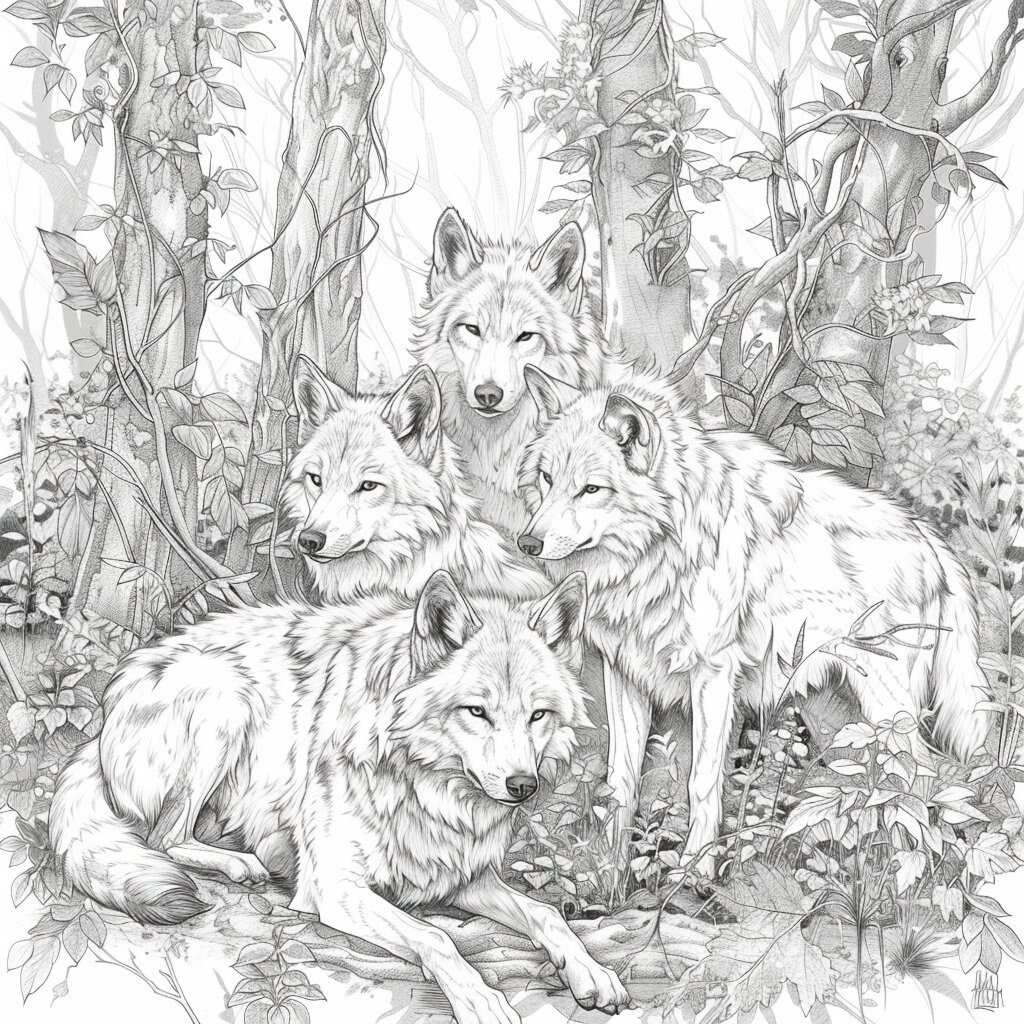 20 Wolves Animal Coloring Pages for Adults and Children Printable and ...