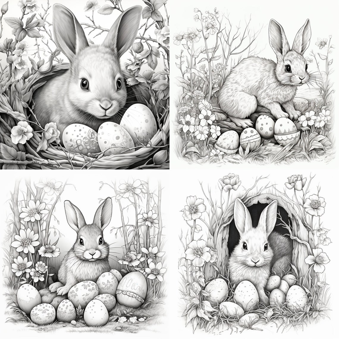 12 Coloring Pages, Easter Themed, Printable and Digital - Etsy