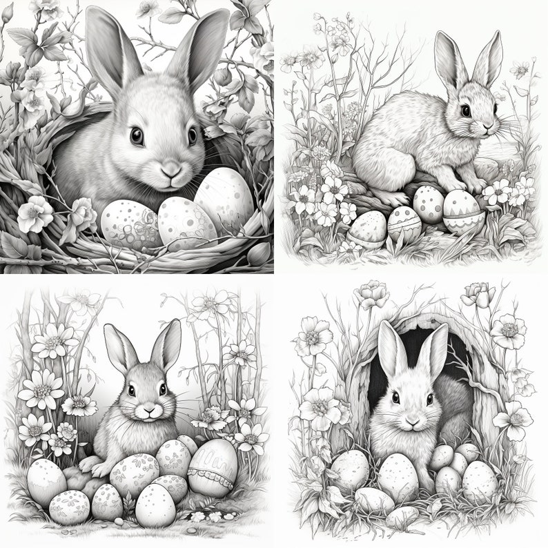 12 Coloring Pages, Easter Themed, Printable and Digital - Etsy