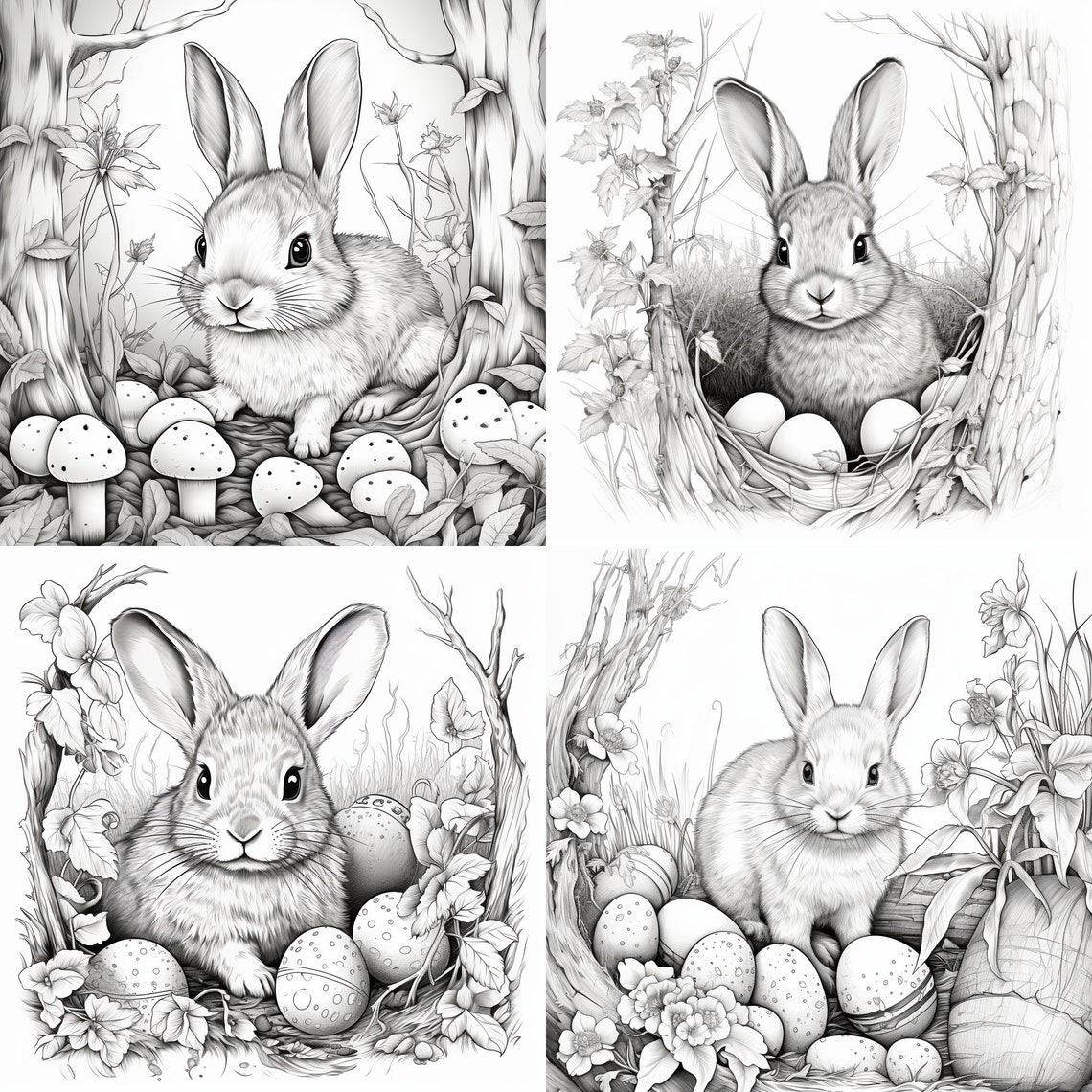 12 Coloring Pages, Easter Themed, Printable and Digital - Etsy