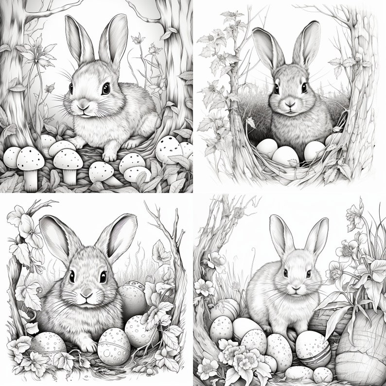 12 Coloring Pages, Easter Themed, Printable and Digital, Resell Rights ...