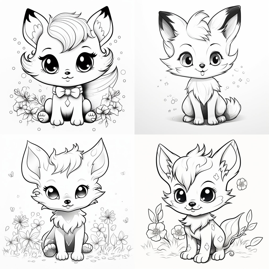 12 Fox Coloring Pages, Adults and Children Printable and Digital ...