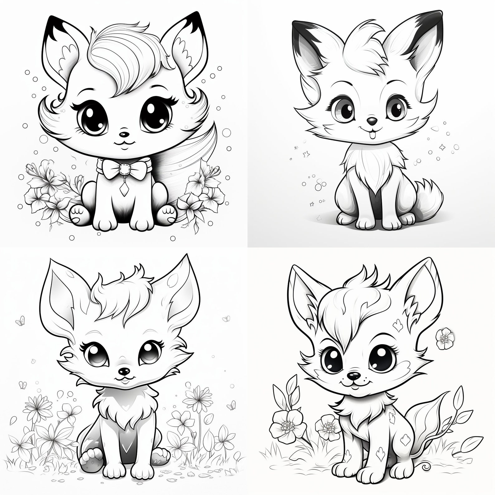 12 Fox Coloring Pages, Adults and Children Printable and Digital ...