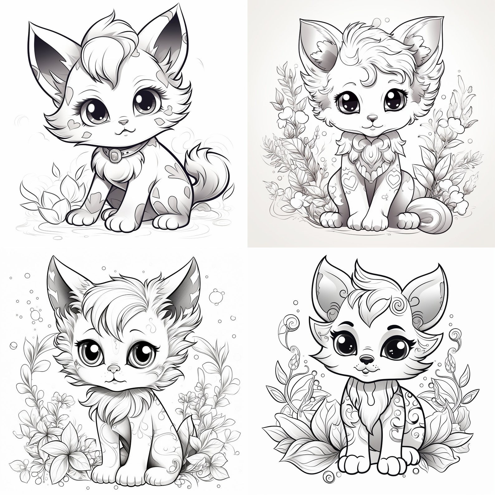 12 Cat Pages, Adults and Children Printable and Digital, Resell Rights ...