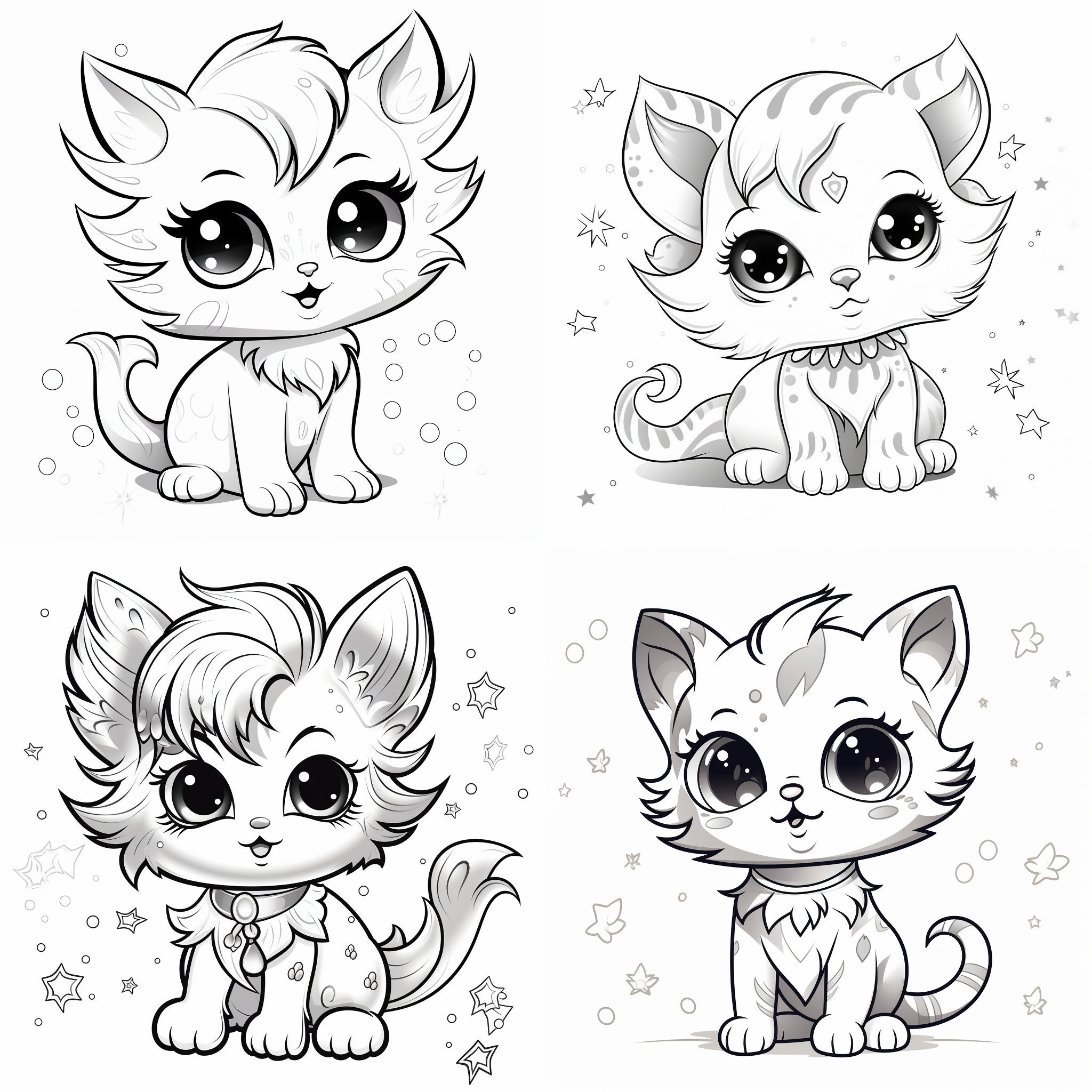 12 Cat Pages, Adults and Children Printable and Digital, Resell Rights ...