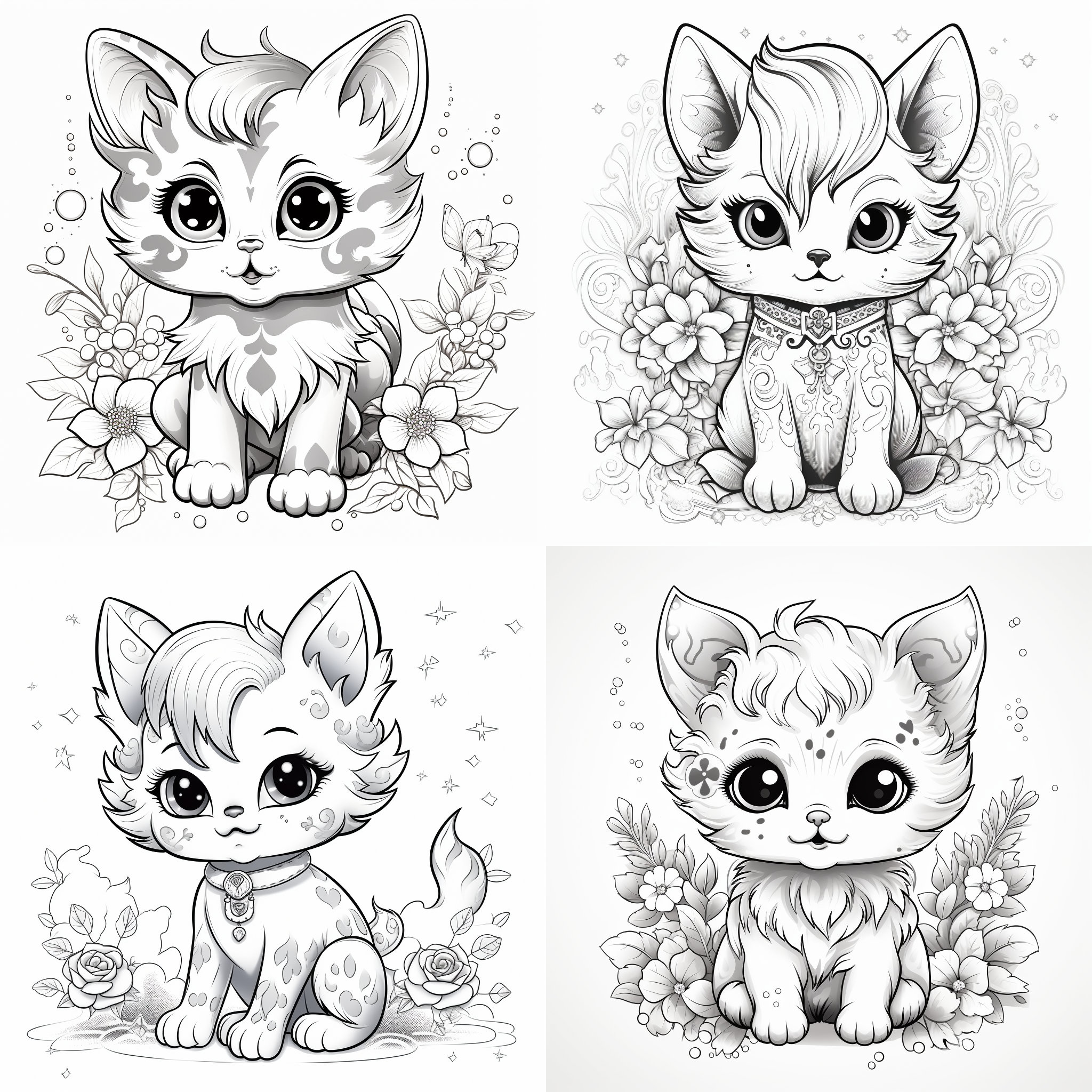 12 Cat Pages, Adults and Children Printable and Digital, Resell Rights ...