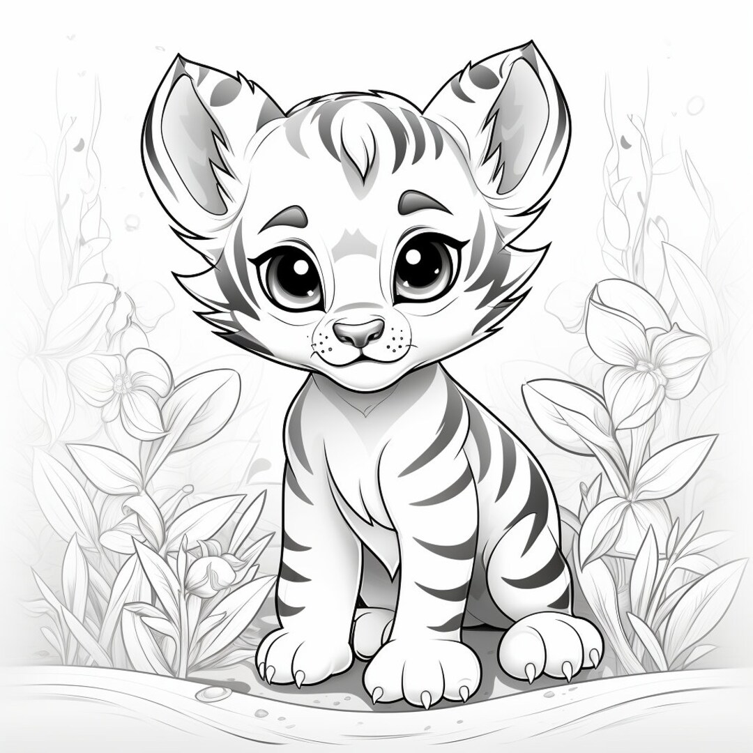 12 Tiger Coloring Pages, Adults and Children Printable and Digital ...