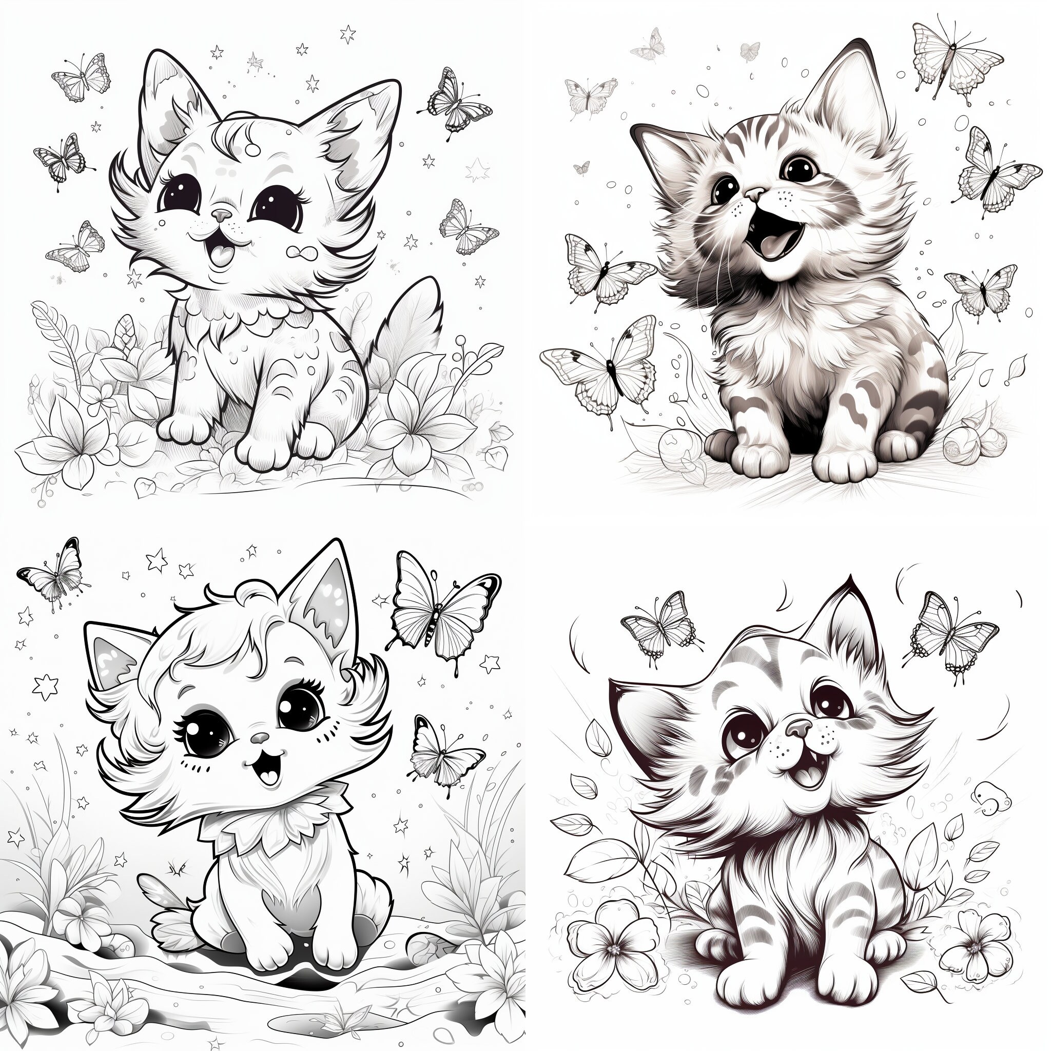 12 Cat Pages, Adults and Children Printable and Digital, Resell Rights ...
