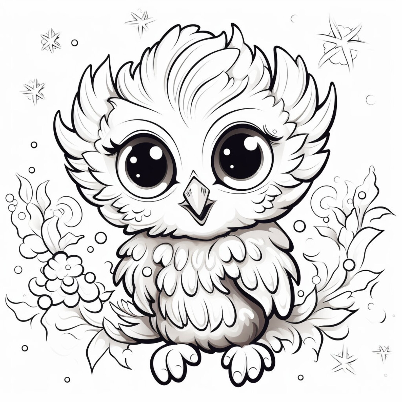 12 Owl Coloring Pages, Adults and Children Printable and Digital ...