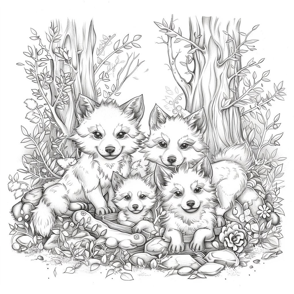 20 Wolves Animal Coloring Pages for Adults and Children Printable and ...