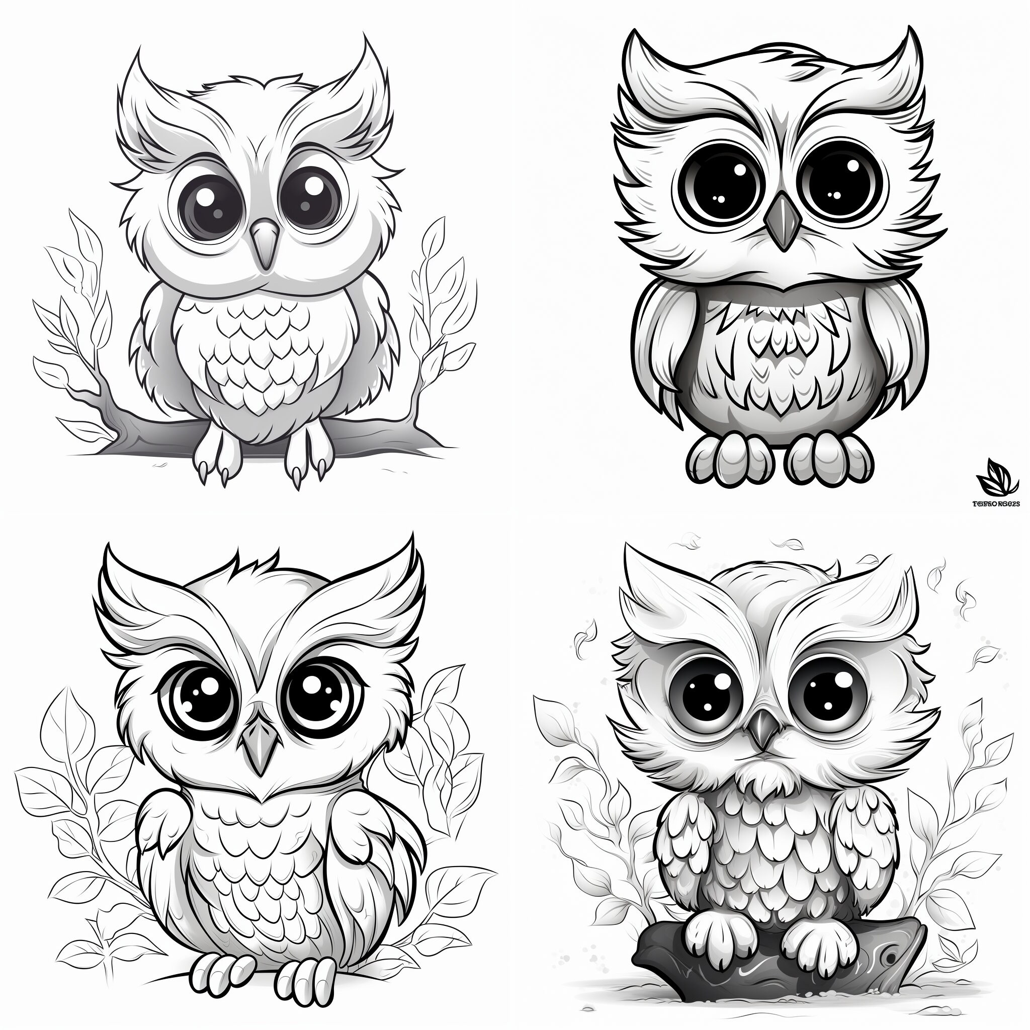 12 Owl Coloring Pages, Adults and Children Printable and Digital ...