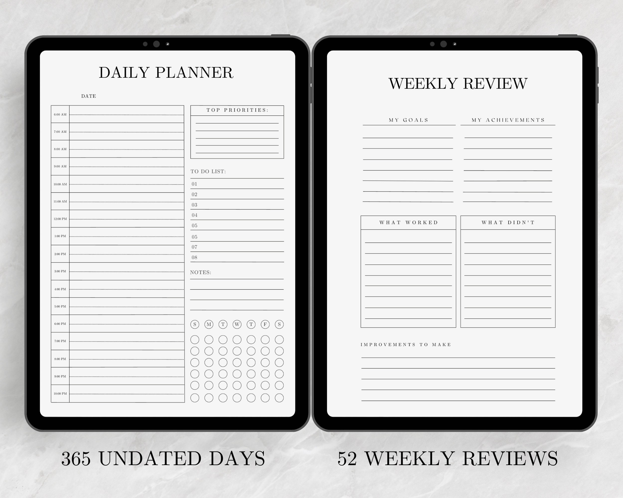 Undated Digital Planner, Goodnotes Planner, iPad Planner, Daily Planner ...