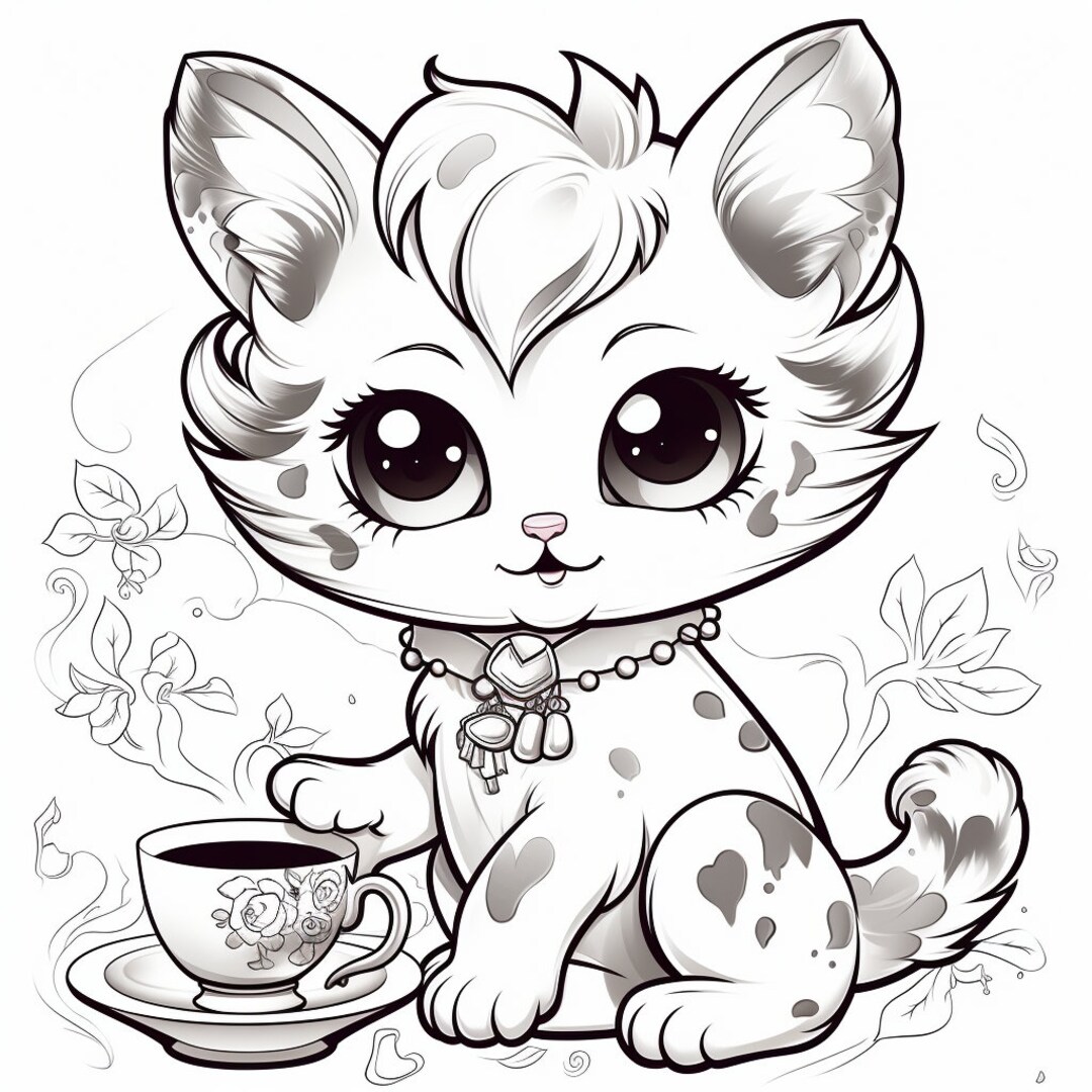 12 Cat Pages, Adults and Children Printable and Digital, Resell Rights ...