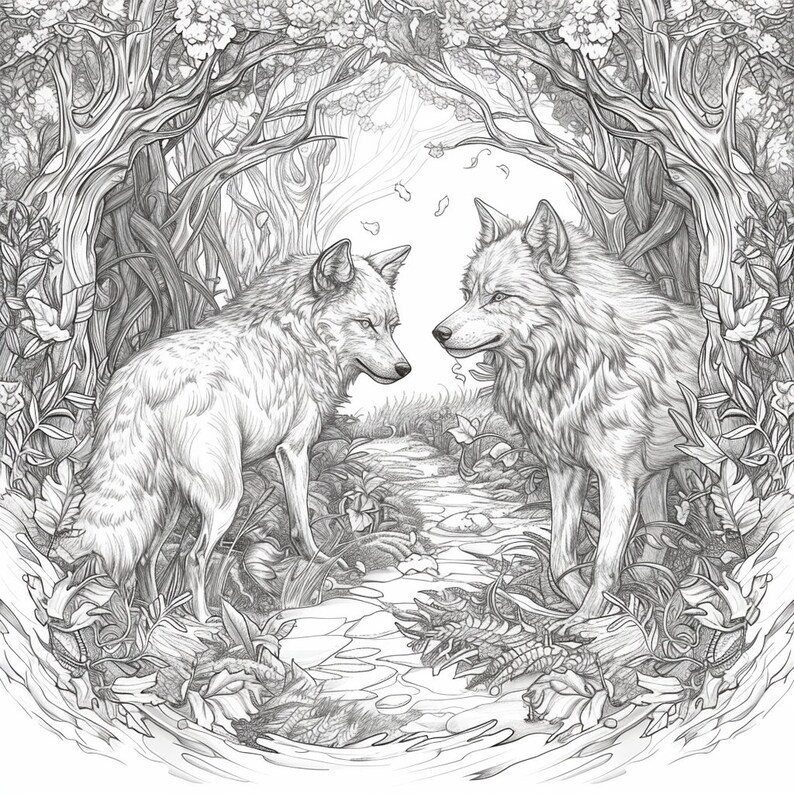 20 Wolves Animal Coloring Pages for Adults and Children Printable and ...