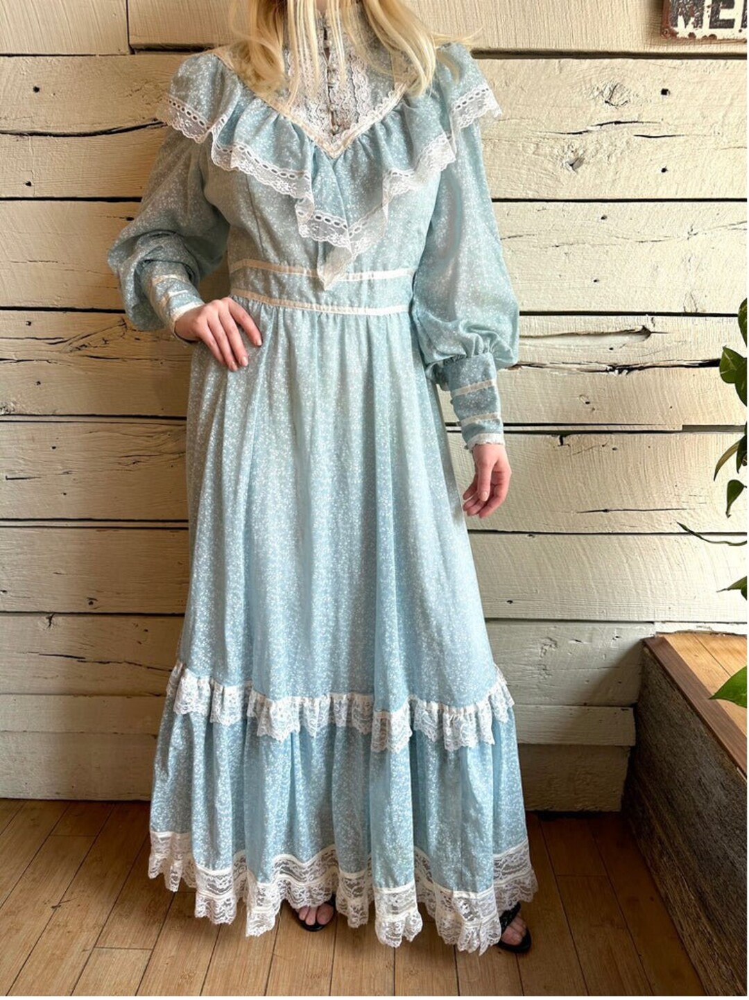 Vintage Gunne Sax Blue Prairie Dress Size 13 Cottagecore - Etsy