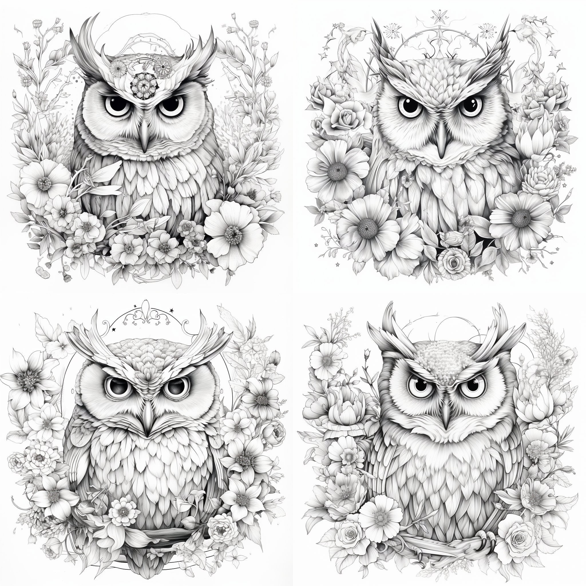 40 High Quality Adult Coloring Page Digital Book Magical Forest Animals ...
