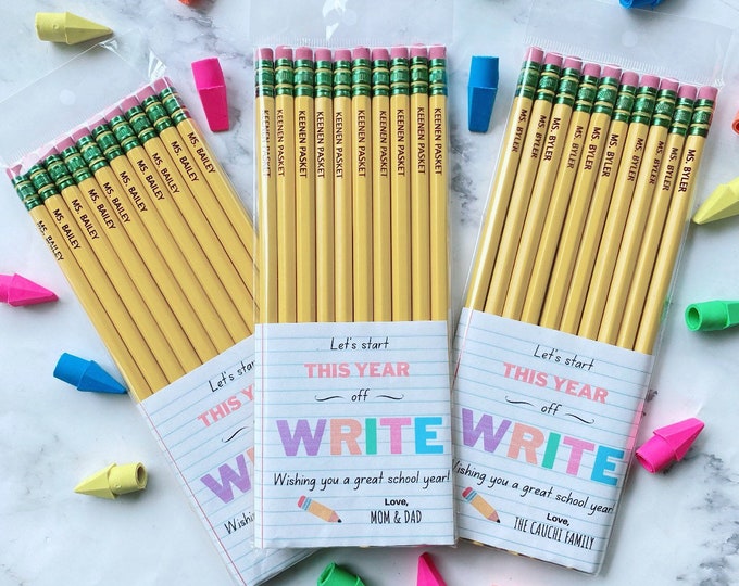 Custom Name Laser Engraved Pencils Lets Start the Year off Right Happy ...