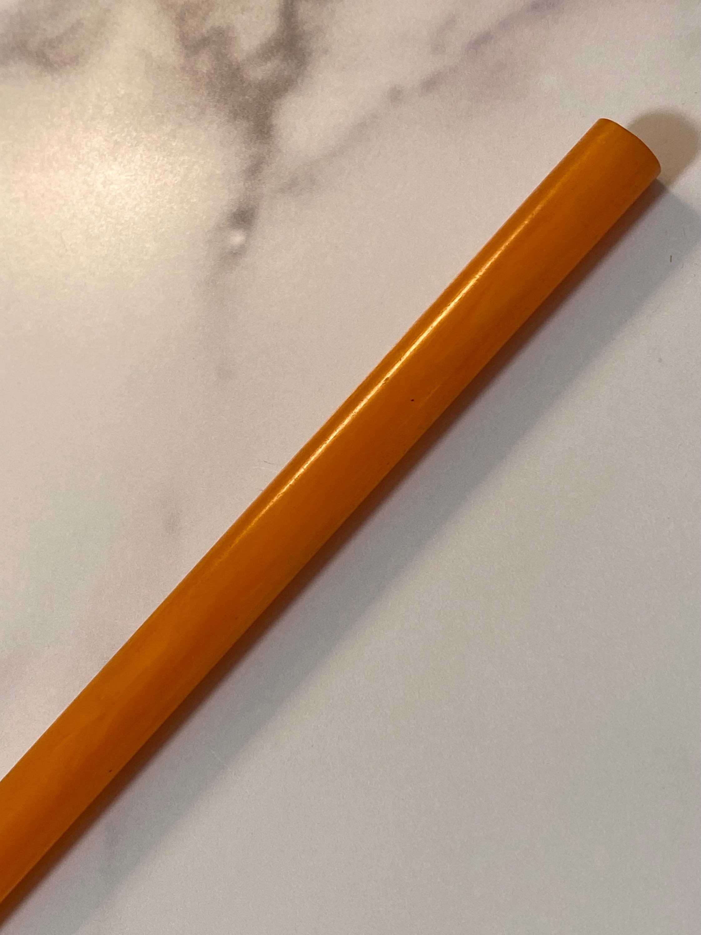 One PIECE available, 1/2 inch Orange Swirl Bakelite Rod, 16 inches Long