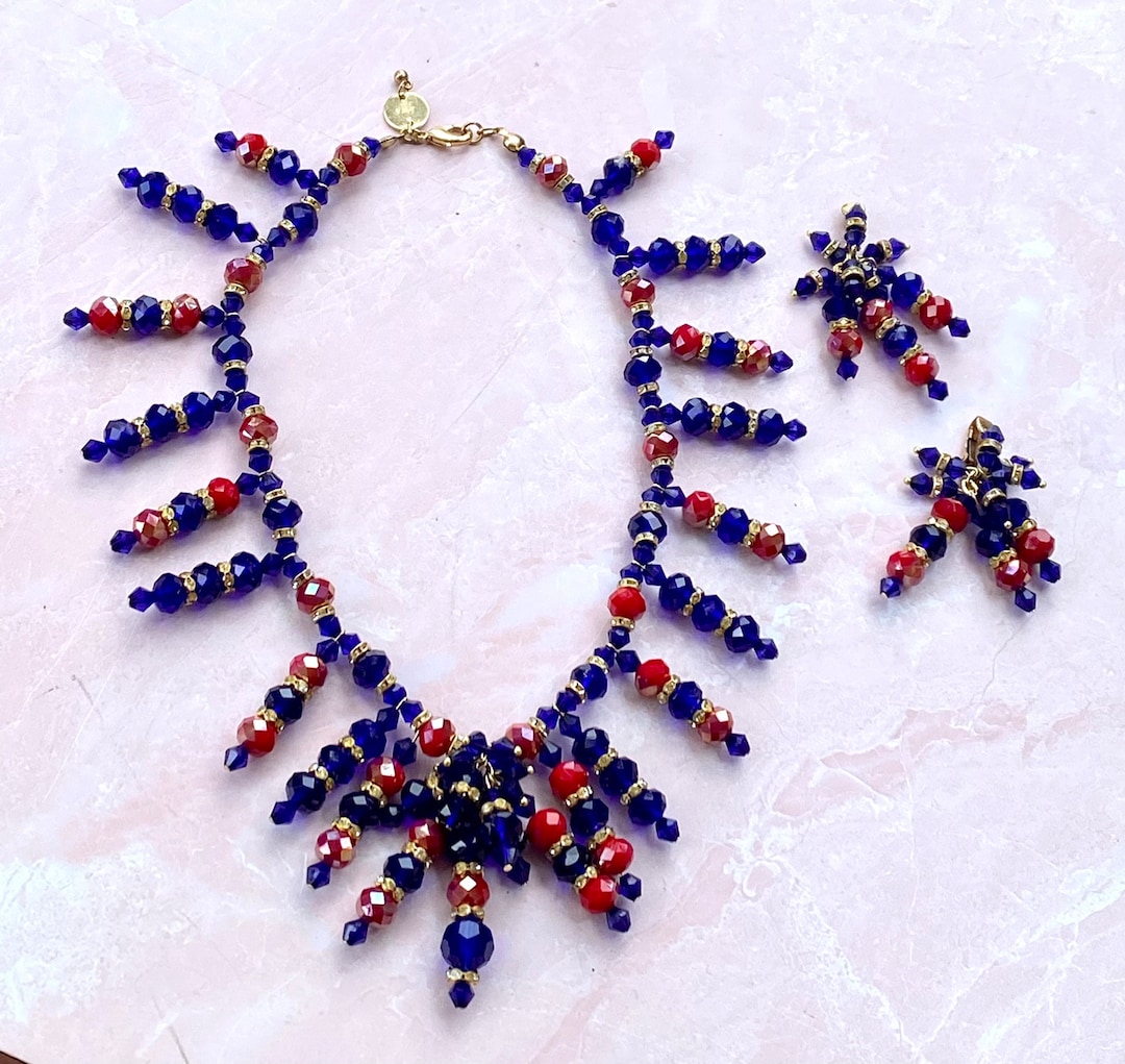 ANKA Fabulous Signed One of a Kind Necklace Vintage French Cobalt Blue ...