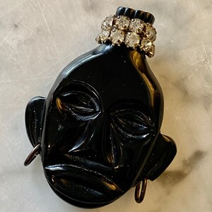 Big Vintage Bakelite Carved African Mask or Figural Head Brooch With ...