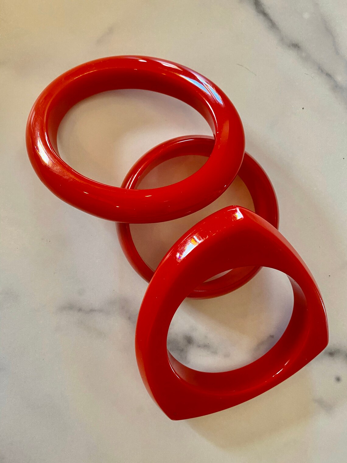 Bakelite Style Bangle Unusual Oval Shape Beautiful Cherry Red - Etsy