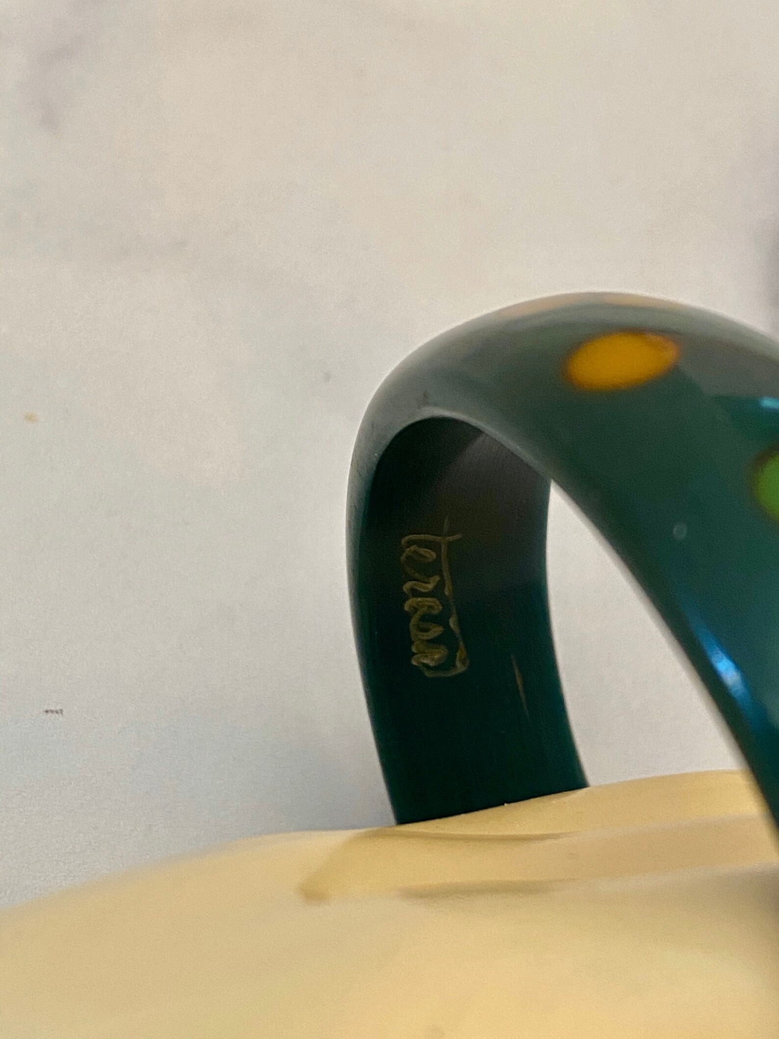 Contemporary Artisan Bakelite Utilizing Vintage Materials, Blue Deep ...
