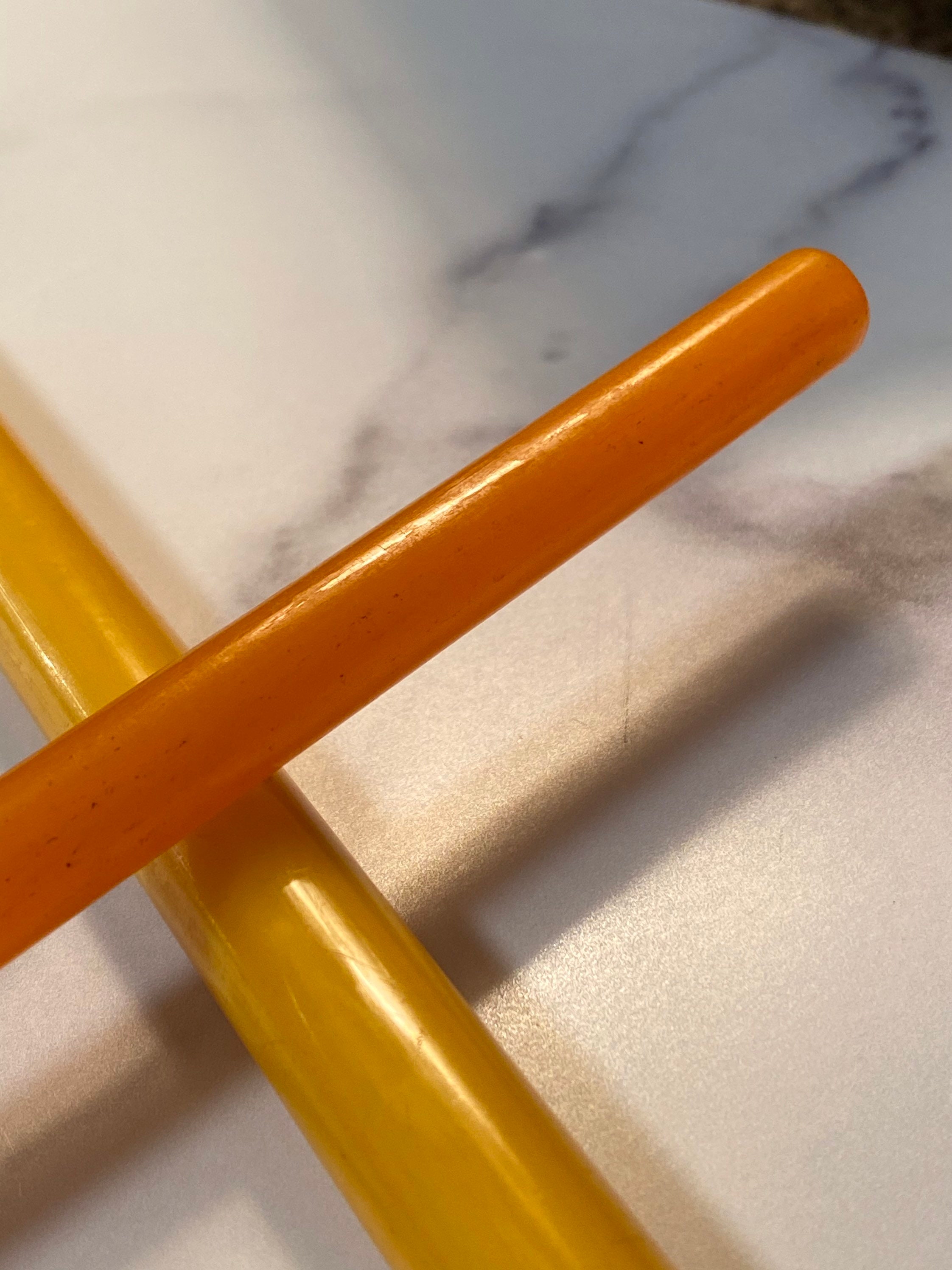One PIECE available, 1/2 inch Orange Swirl Bakelite Rod, 16 inches Long