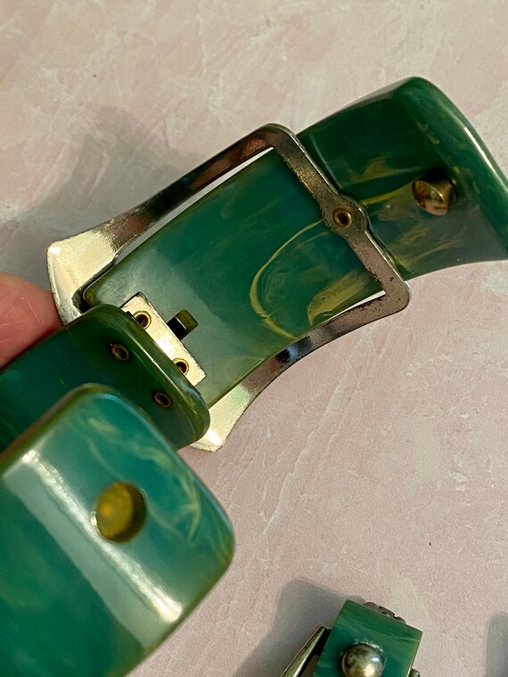 Bakelite Buckle Bracelet and Matching Buckle earrings… - Gem