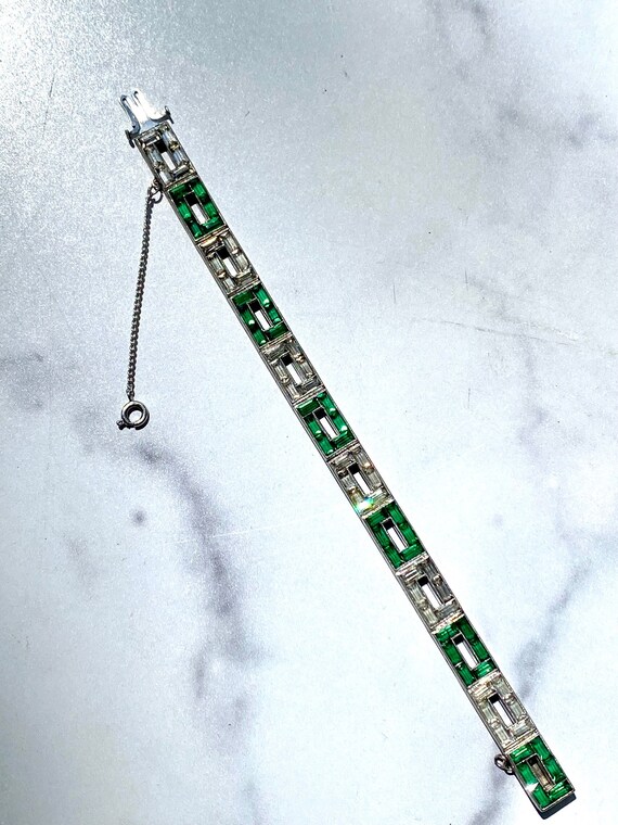 Gorgeous Geometric Deco Signed Parisienne Emerald Rh… - Gem