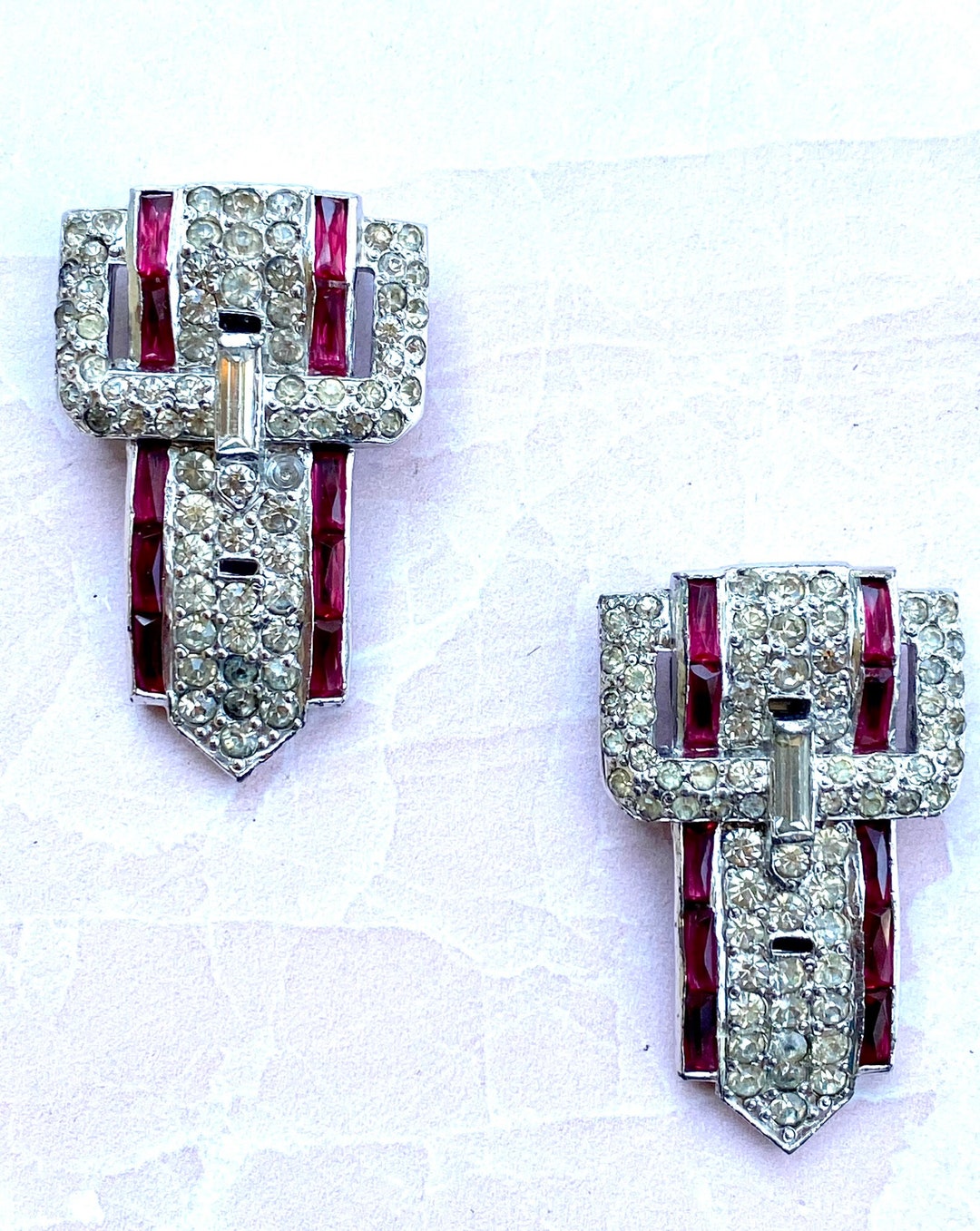 Fabulous Vintage 1930's Unsigned Buckle Dress Clip Set - Etsy