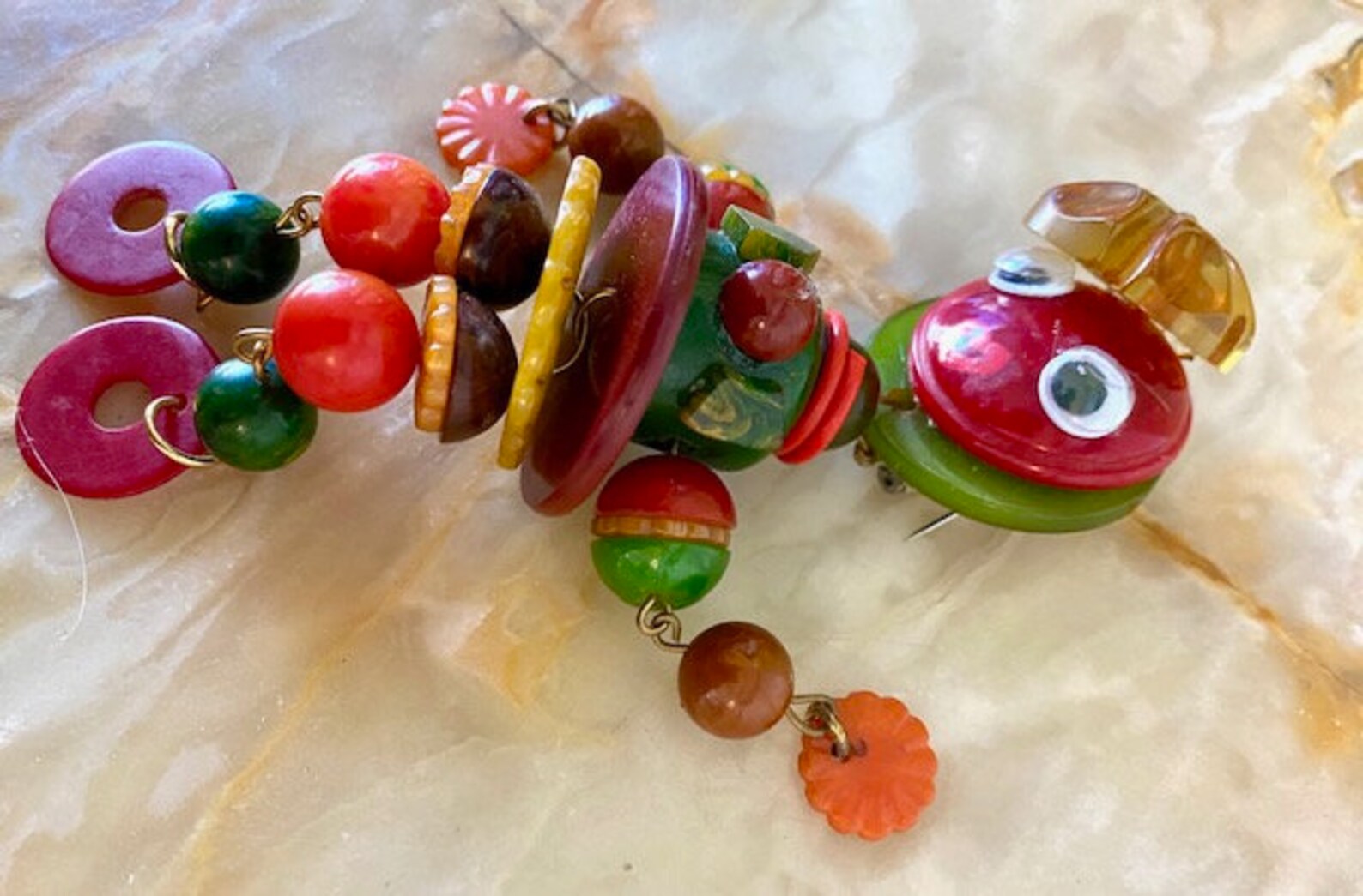 Little Girl Jan Carlin Figural Cribtoy Style Brooch Utilizing Vintage ...