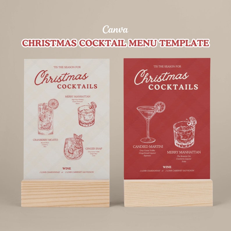 Christmas Holiday Cocktail Menu Print-ready PDF for Holiday Parties ...