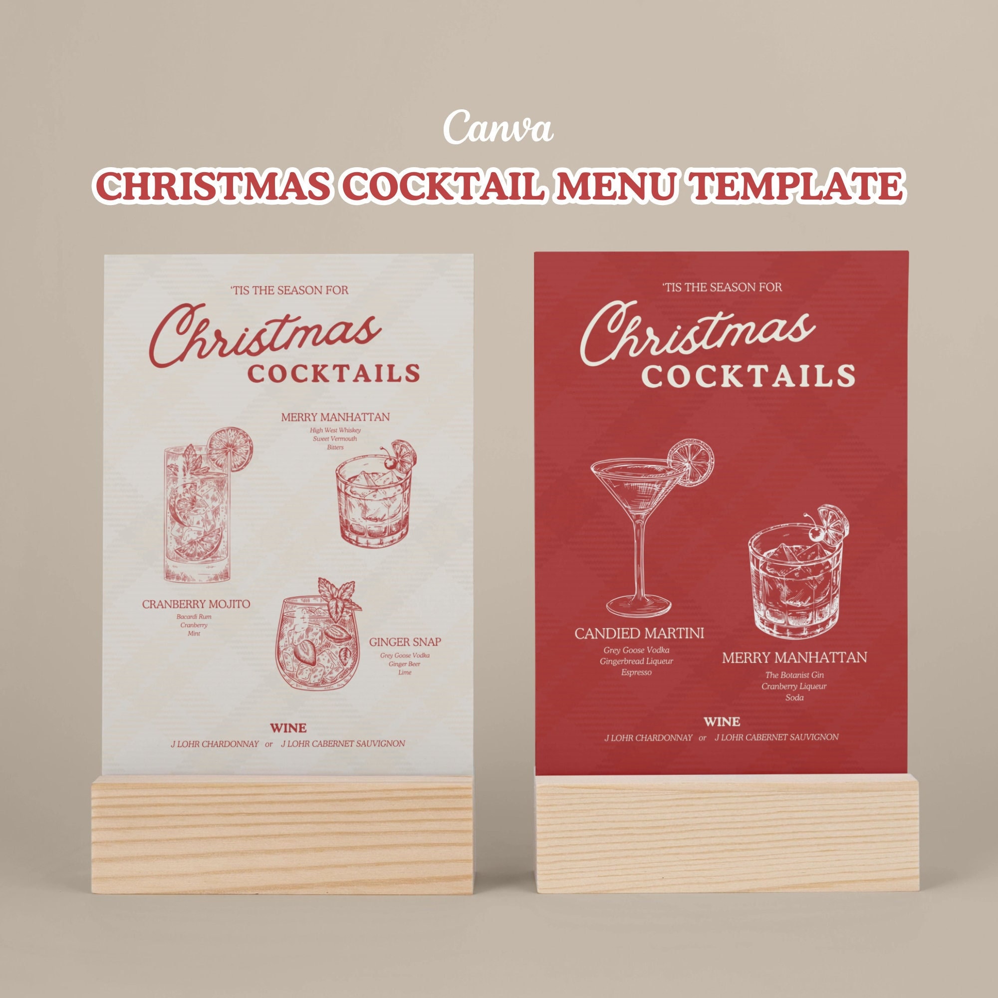 Christmas Holiday Cocktail Menu Print-ready PDF for Holiday Parties ...