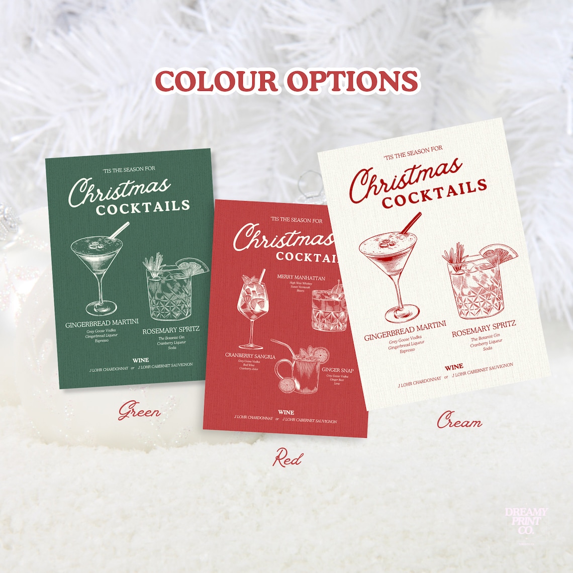 Christmas Holiday Cocktail Menu Print-ready PDF for Holiday Parties ...
