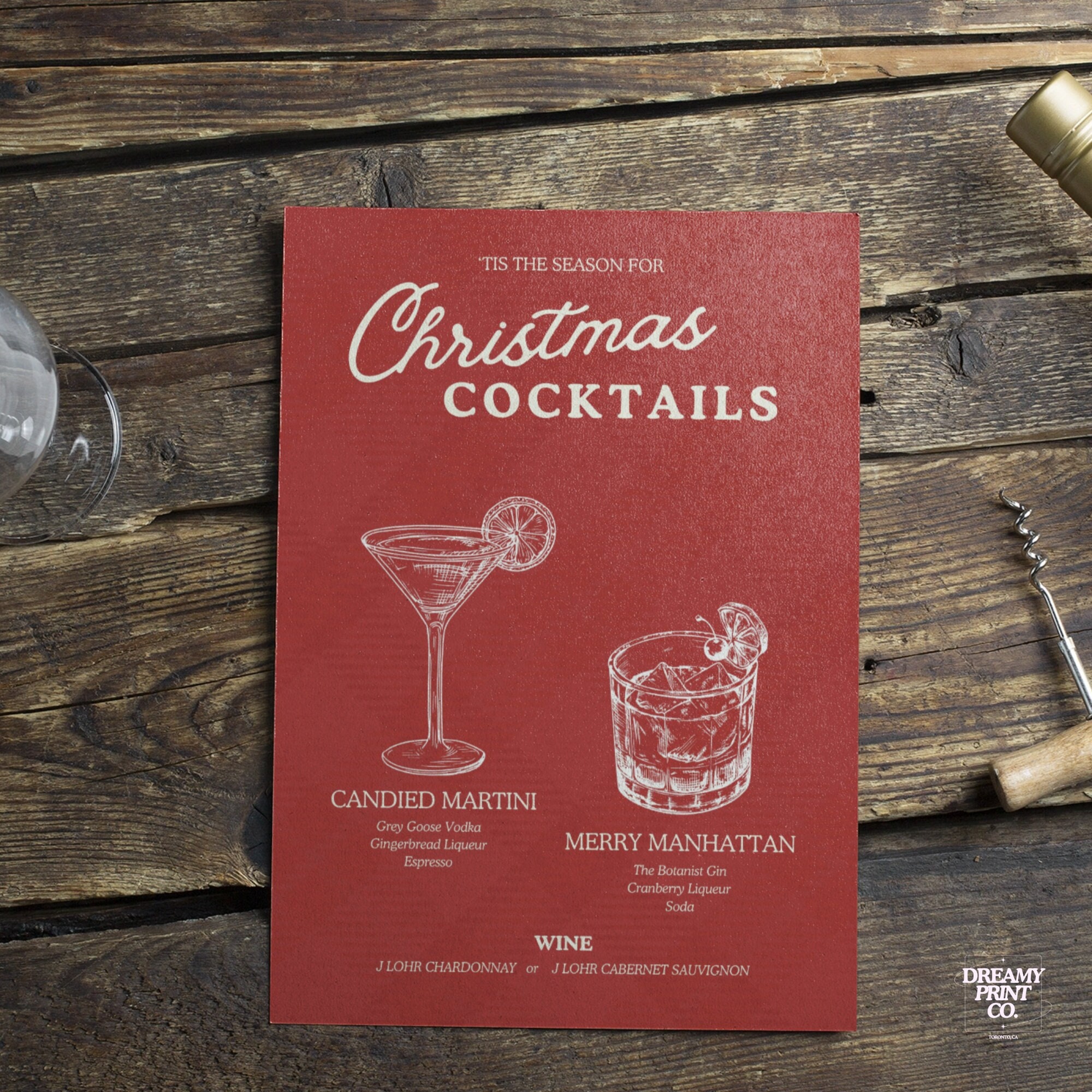Christmas Holiday Cocktail Menu Print-ready PDF for Holiday Parties ...
