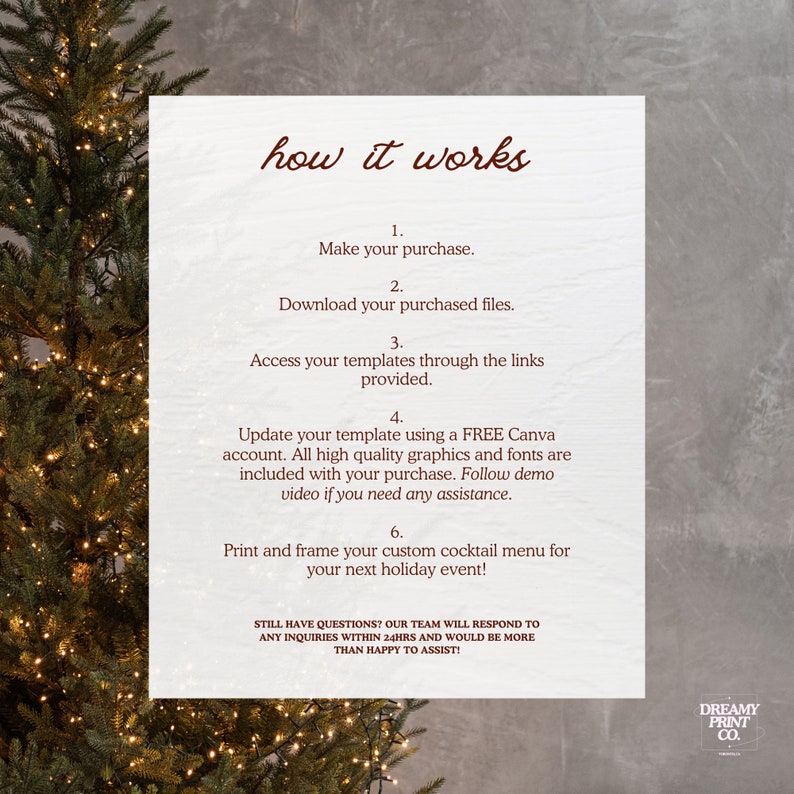 Christmas Holiday Cocktail Menu Print-ready PDF for Holiday Parties ...