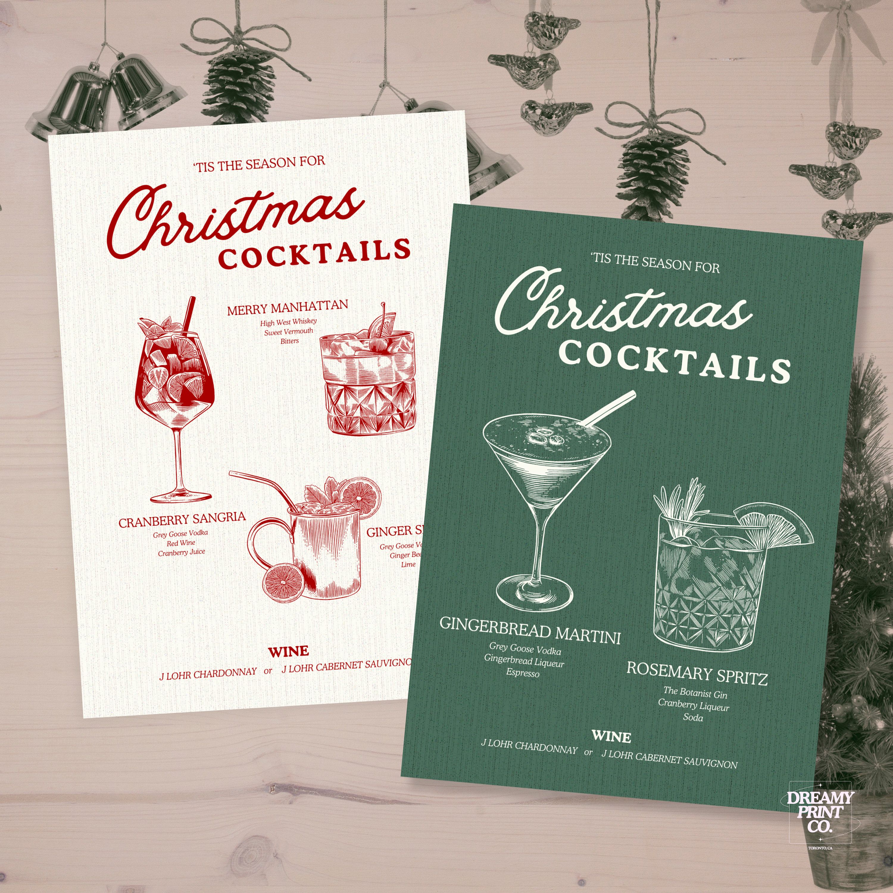 Christmas Holiday Cocktail Menu Print-ready PDF for Holiday Parties ...