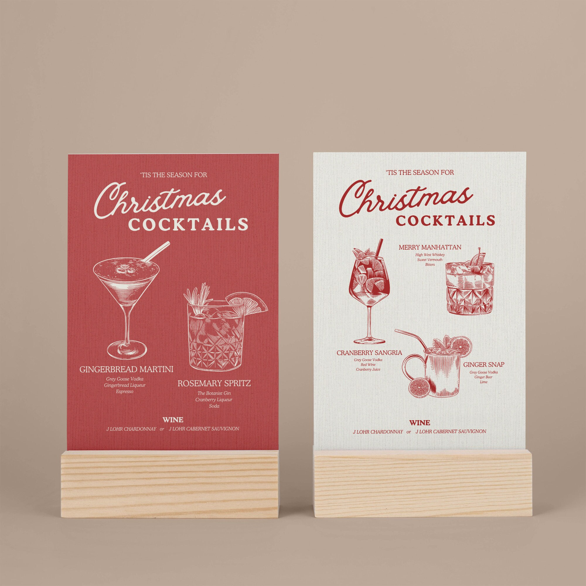 Christmas Holiday Cocktail Menu Print-ready PDF for Holiday Parties ...